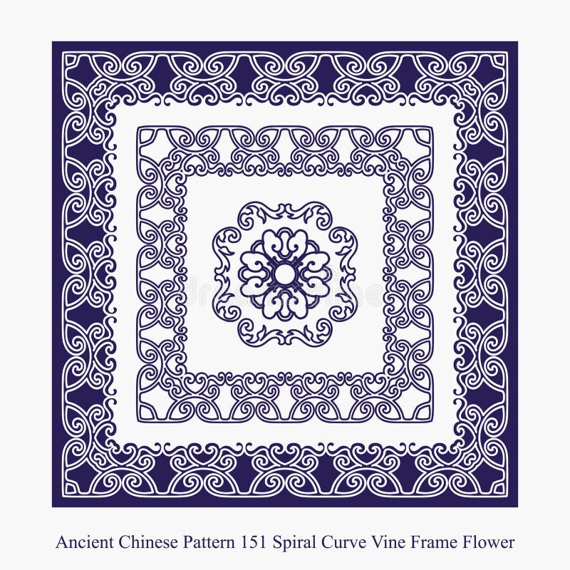 Ancient Chinese Pattern of Spiral Curve Vine Frame Flower Stock Vector ...