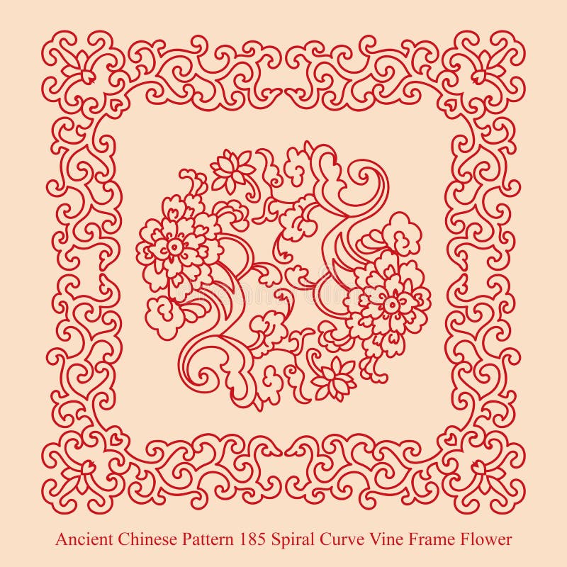 Ancient Chinese Pattern of Spiral Curve Vine Frame Flower Stock Vector ...