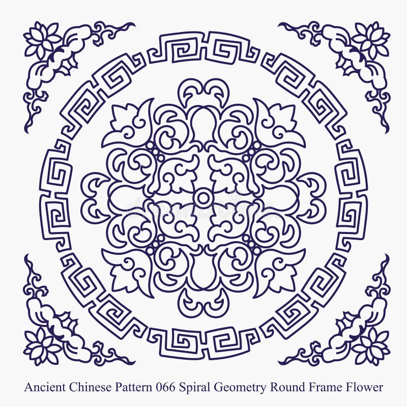 Ancient Chinese Pattern of Spiral Geometry Round Frame Flower Stock ...