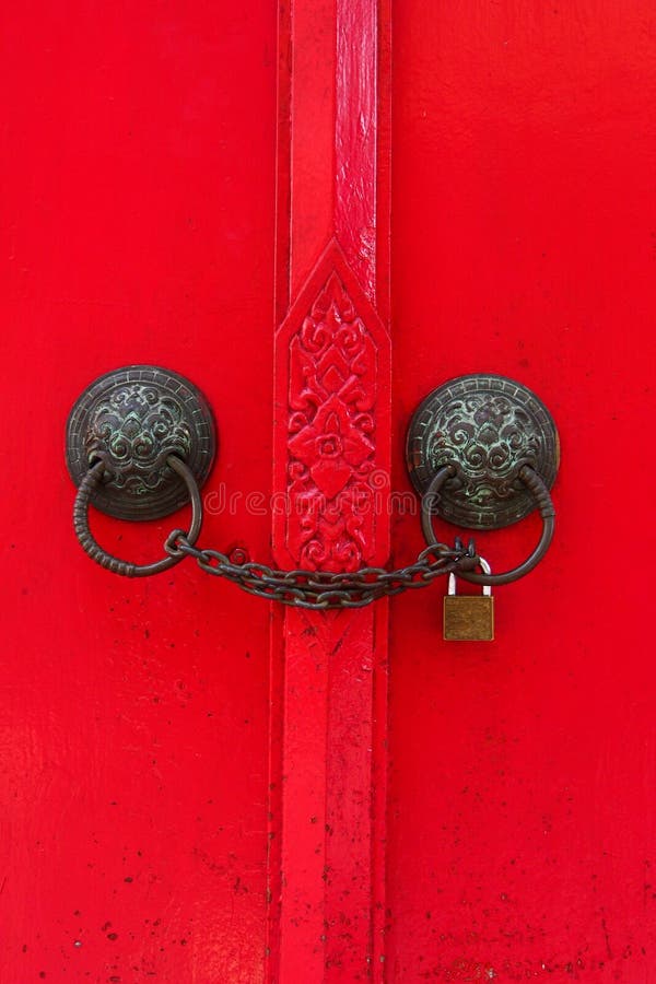Ancient Chinese red door stock image. Image of building - 46190279