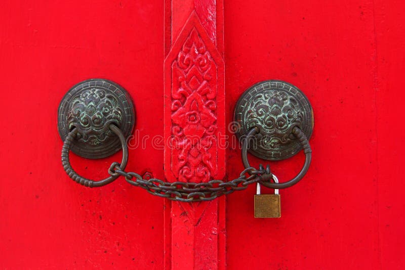 Ancient Chinese red door stock image. Image of wooden - 46190389