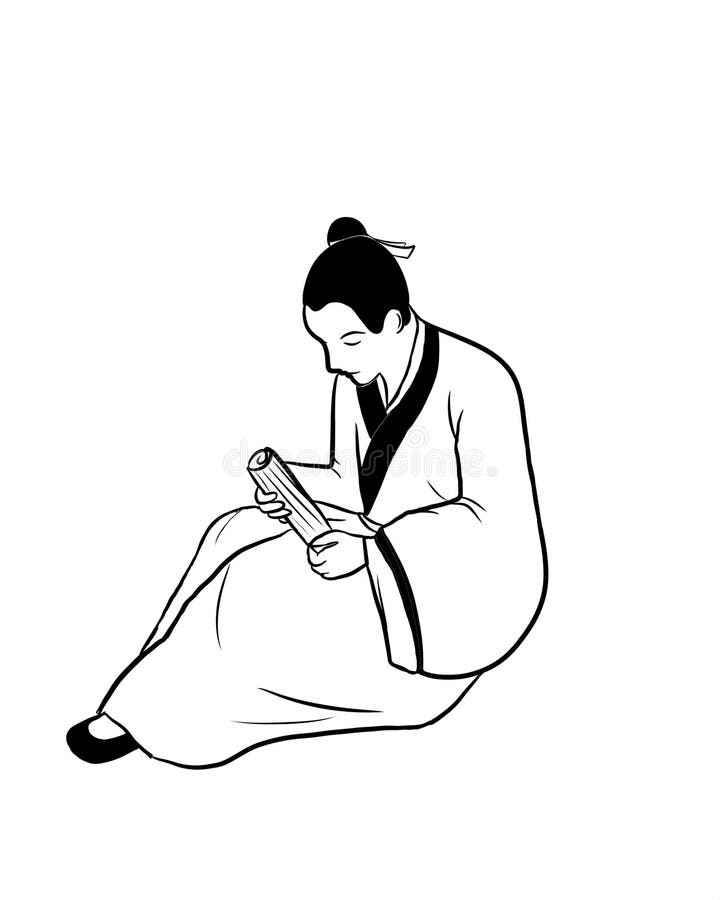 Ancient Chinese Scholar Studying Hard Stock Illustration - Illustration ...