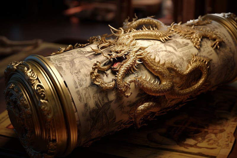 Ancient Chinese Scrolls Featuring Revered and Myth Stock Photo - Image ...