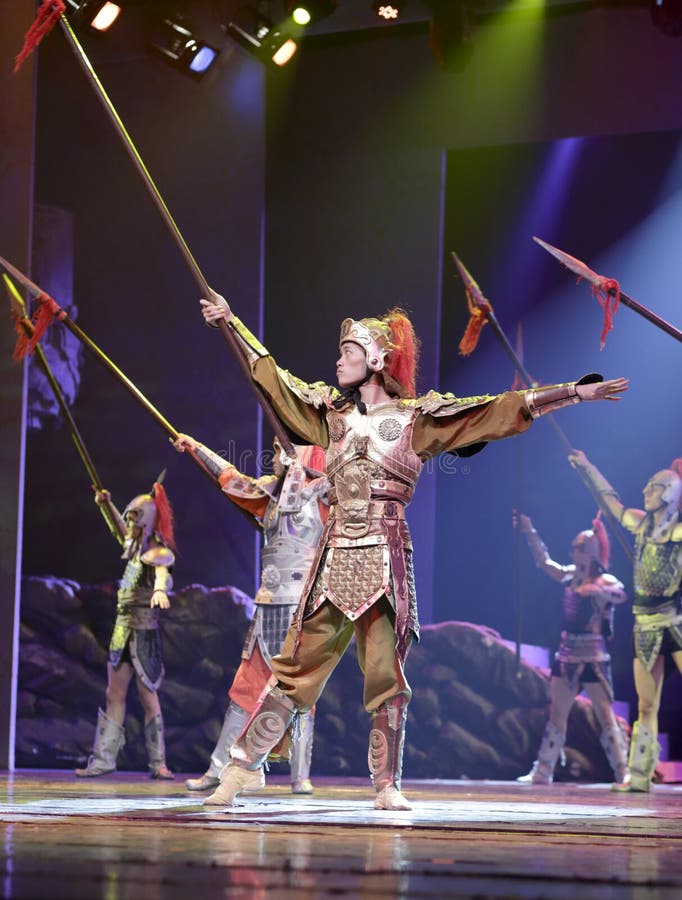 Ancient Chinese Soldier Exercise Lance Editorial Stock Image - Image of ...