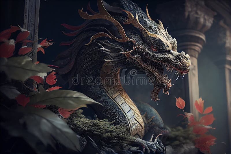 Ancient Chinese Style Dragon.generative Ai Stock Illustration ...