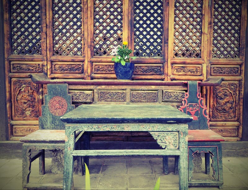 Ancient Chinese table stock photo. Image of building - 83918836