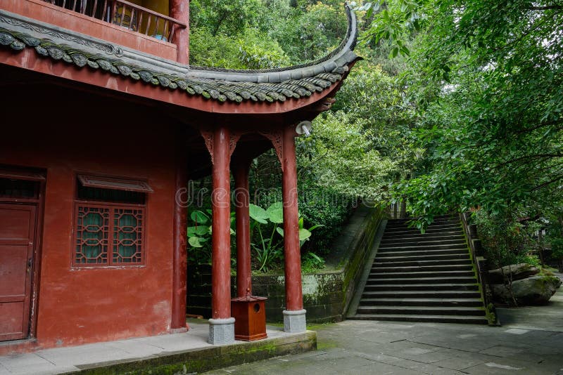 Ancient Chinese Wood-structure Building in Woods Stock Image - Image of ...