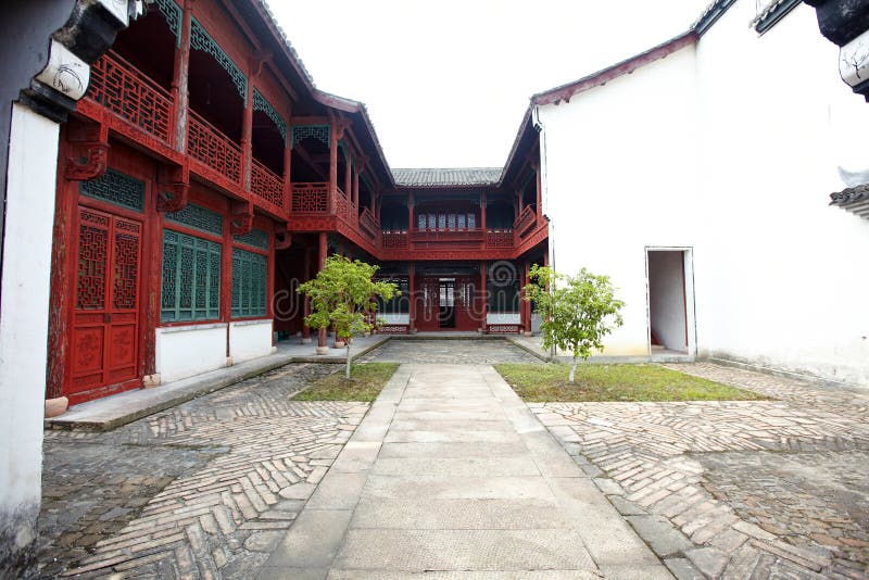 Traditional Chinese Residential Yard Stock Photo - Image of wood ...
