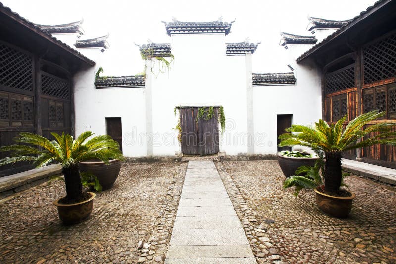 Traditional Chinese Residential Yard Stock Photo - Image of wood ...