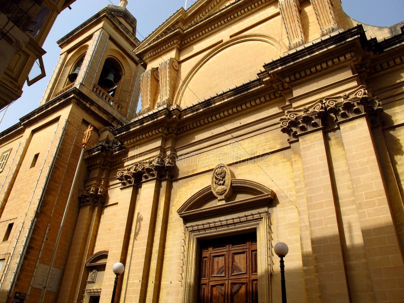 The Ancient Church in Birgu, Vittoriosa, Malta Stock Image - Image of ...