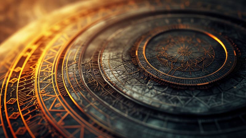 Ancient Circular Pattern with Golden Details and Aged Texture Stock ...