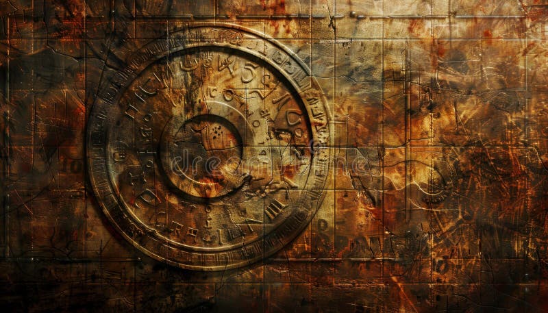 Ancient Circular Symbol Etched on Weathered Stone Wall with Mysterious ...