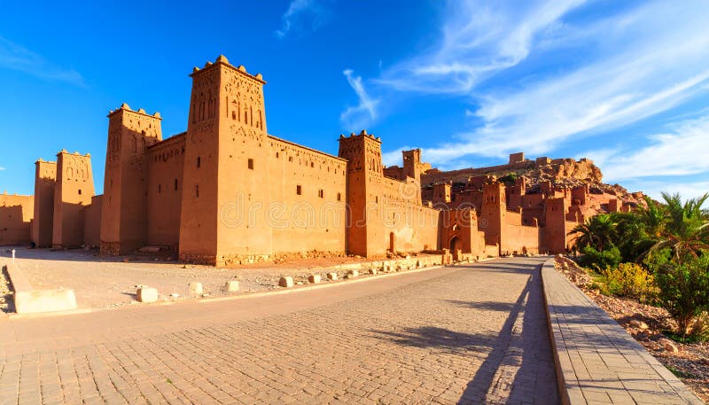 Ancient Kasbah in Morocco: Cobblestone Road and Majestic Clay ...