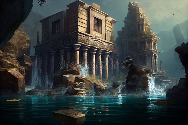 The Ancient City is Gradually Sinking into the Water. AI Generated ...