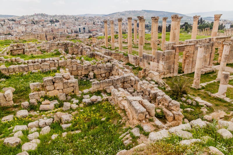 Ancient city Jerash ruins stock photo. Image of antique - 187541928