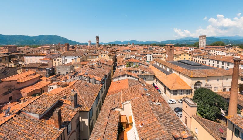 Ancient City of Lucca Seen from Above Stock Photo - Image of street ...
