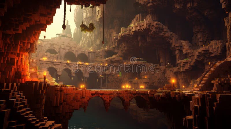 Ancient City Render. Underground City Concept. 3D Render Stock ...