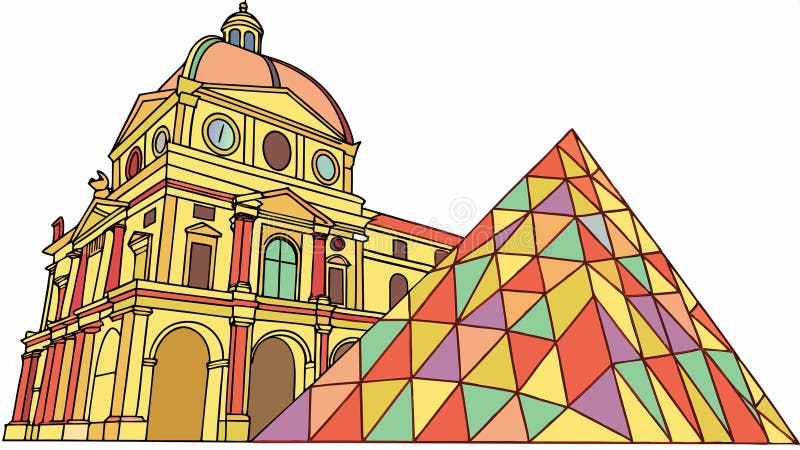 Ancient City Structure with Pyramid and Dome Vector, Vector Design ...