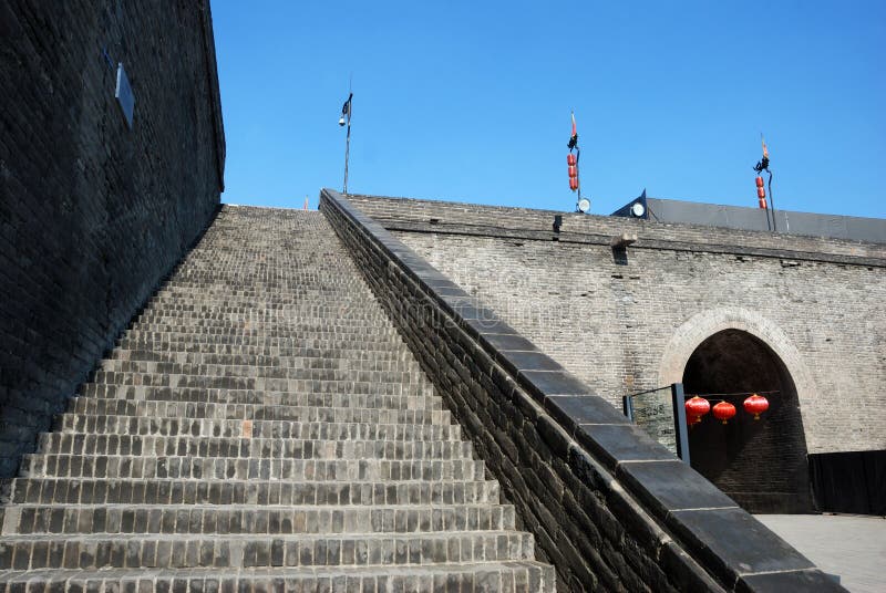 Ancient city wall in xian stock photo. Image of entrance - 32393344
