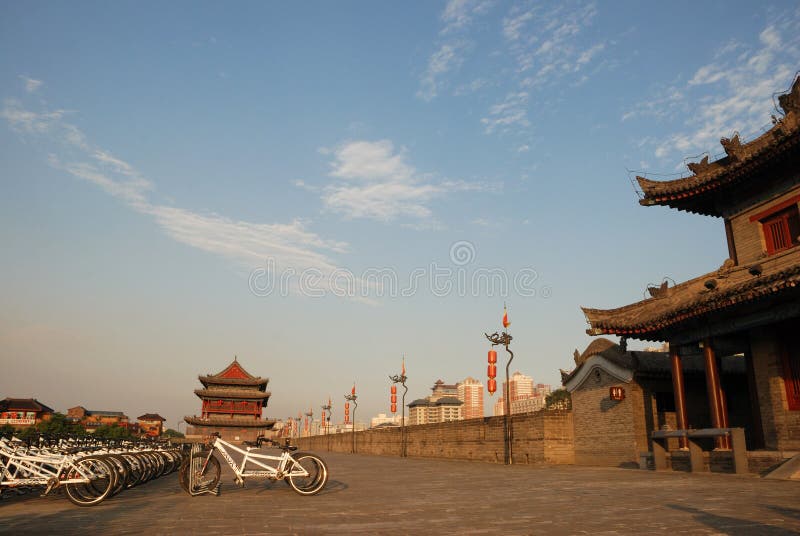 Ancient city wall in xian editorial stock photo. Image of chinese ...