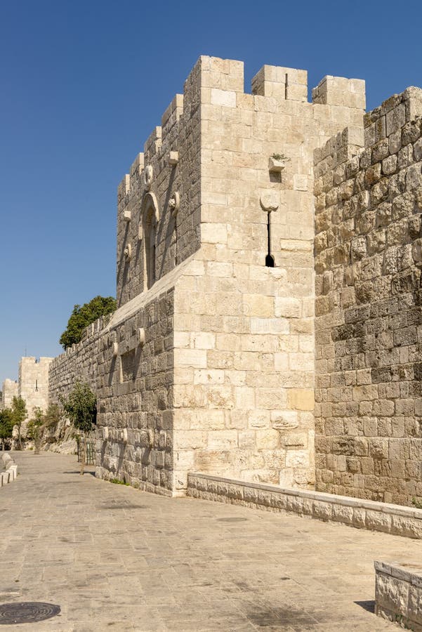 The Ancient City Walls and Towers in the Old Jerusalem Stock Photo ...