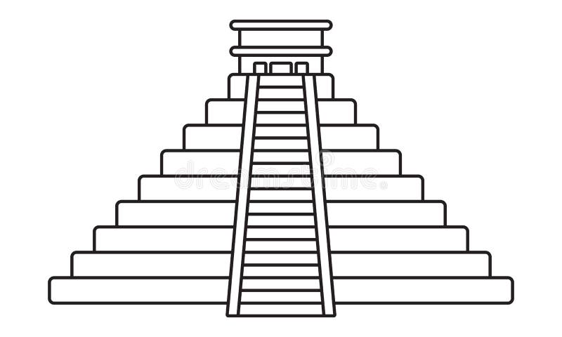 Ancient Civilization El Castillo Pyramid Line Art Icon for Apps and ...
