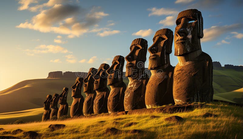 Ancient Civilization Monument, a Famous Statue in a Panoramic Landscape ...