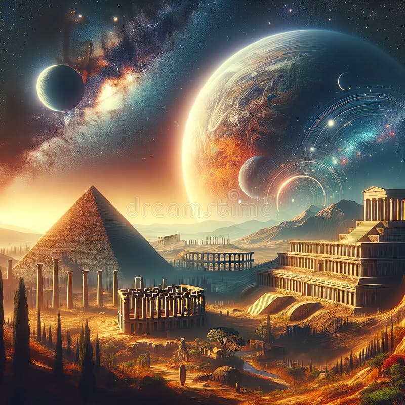 Ancient Civilizations in a Distant Interstellar Galaxy Stock ...