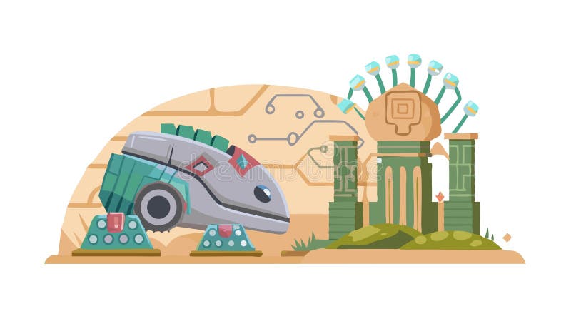 Ancient Civilizations Meet Future Tech: History Sci-Fi Fusion, Vector ...