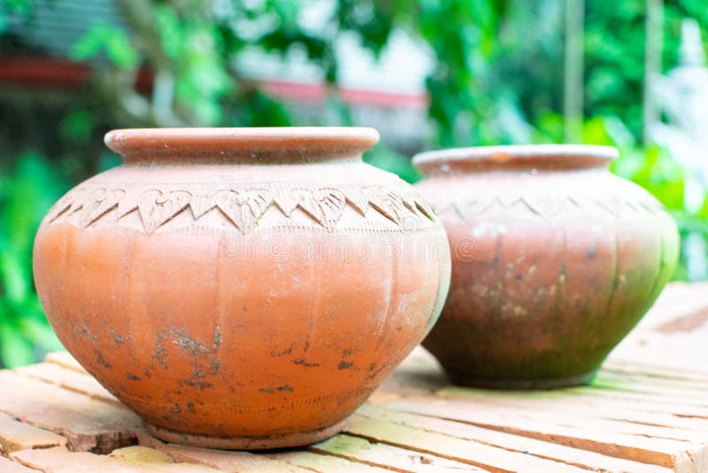 Ancient Clay Jar Can Decoration at Home Stock Image - Image of bowl ...