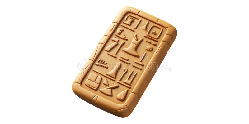 Ancient Clay Tablet with Carved Symbols Isolated on Transparent ...