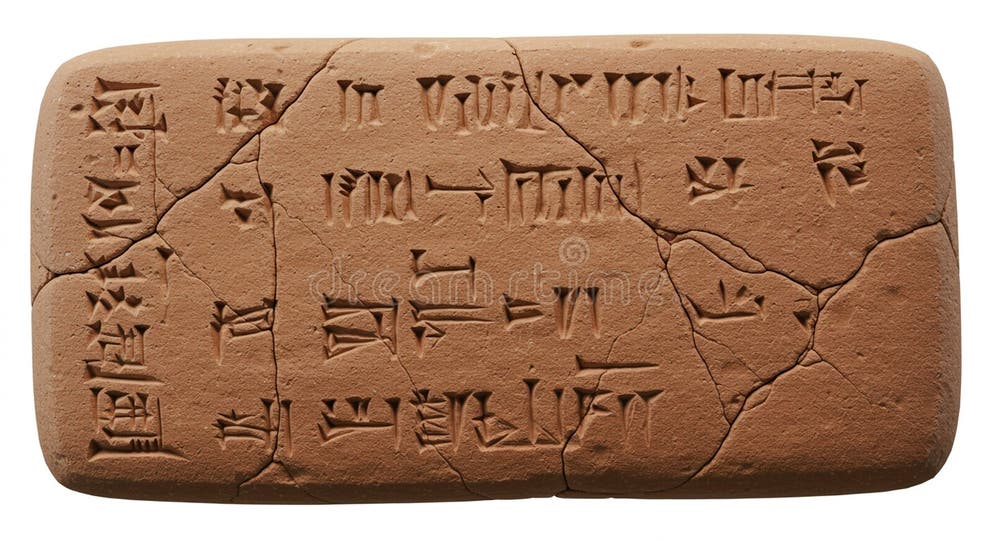 Ancient Clay Tablet Featuring Cuneiform Script, an Early Writing System ...