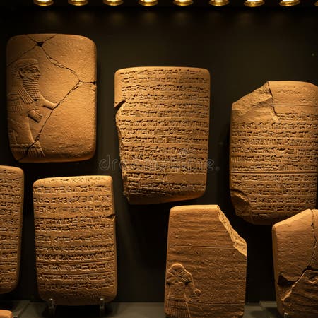 Ancient Clay Tablets Display Cuneiform Script, a Writing System Used in ...