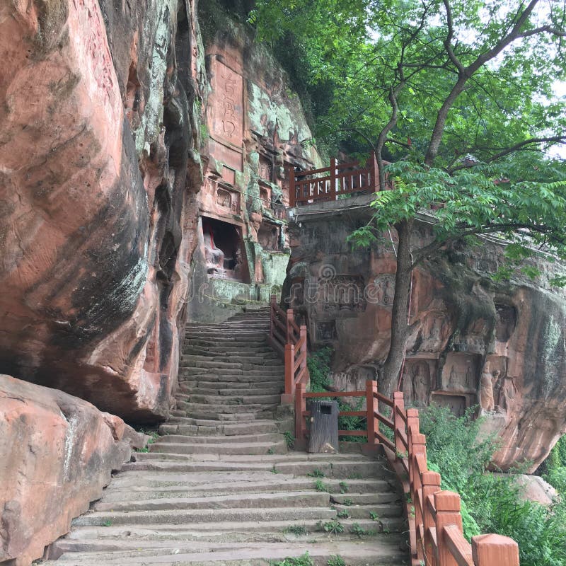Ancient cliff carvings stock image. Image of cliff, china - 163654659