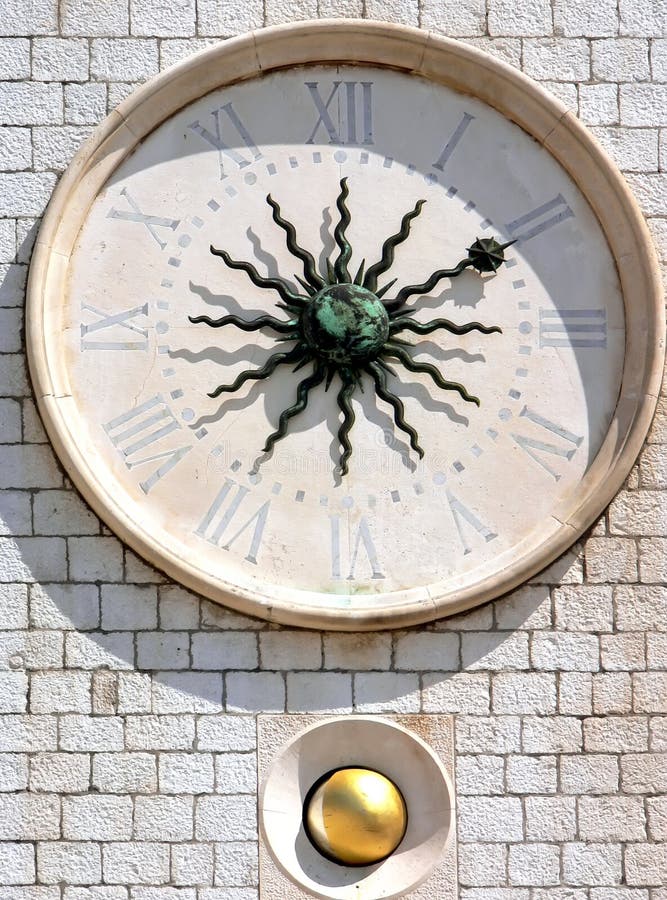 Ancient Clock Torre Dell`Orologio Isolated on White, Venice, Italy ...