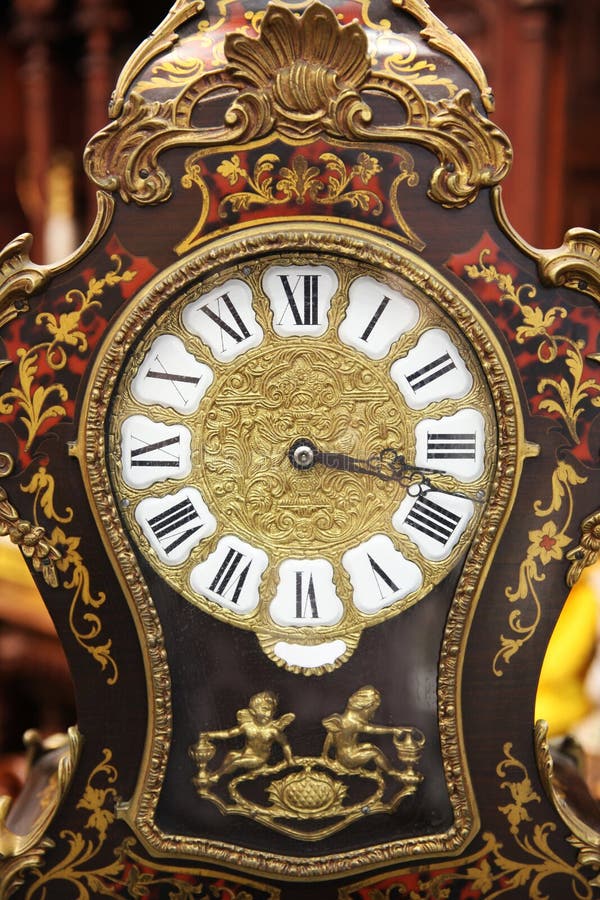Ancient Clock Dial with Roman Numerals Close-up Stock Image - Image of ...