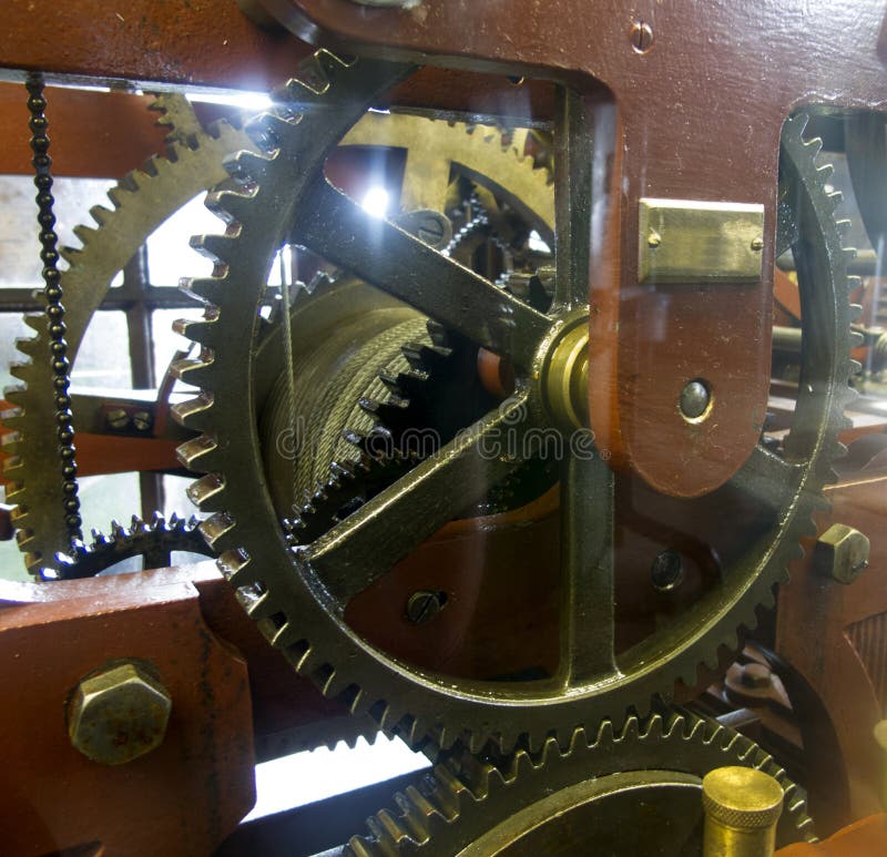 Large Ancient Church Clock Mechanism Isolated on White Stock Photo ...