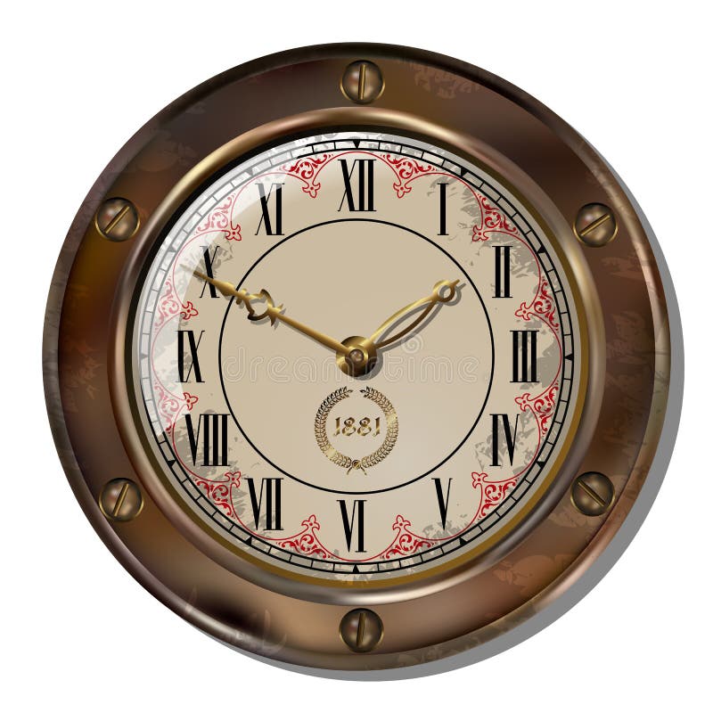 Ancient clock stock vector. Illustration of glass, isolated - 45896158