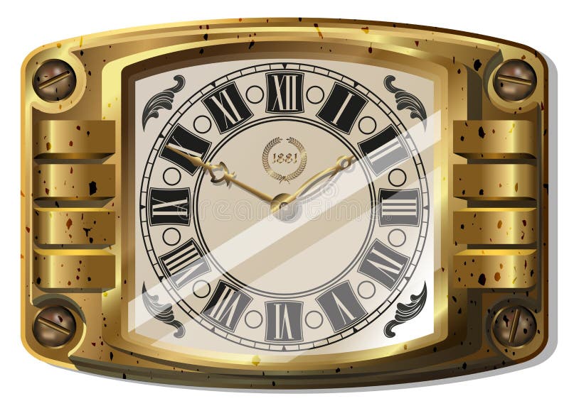 Ancient clock stock vector. Illustration of glass, copper - 50677418