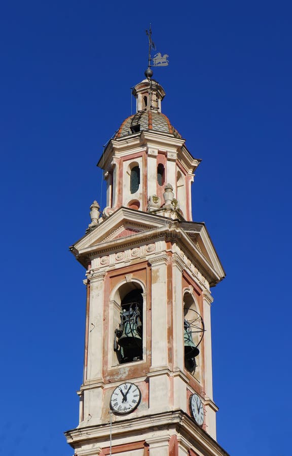 Ancient Clock Tower with Blue Sky. Stock Photo - Image of illuminated ...