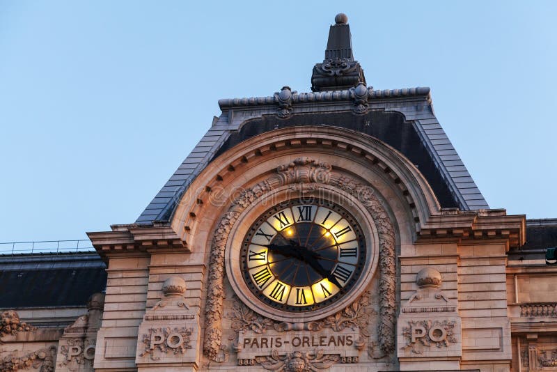Ancient Clock on the Wall of Orsay Museum in Paris Stock Image - Image ...