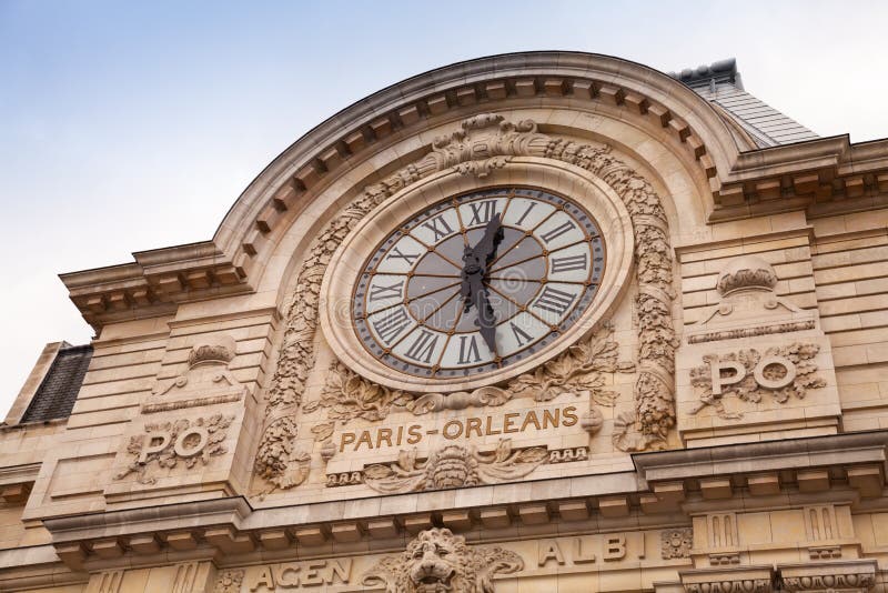 Ancient Clock on the Wall of Orsay Museum in Paris Stock Image - Image ...