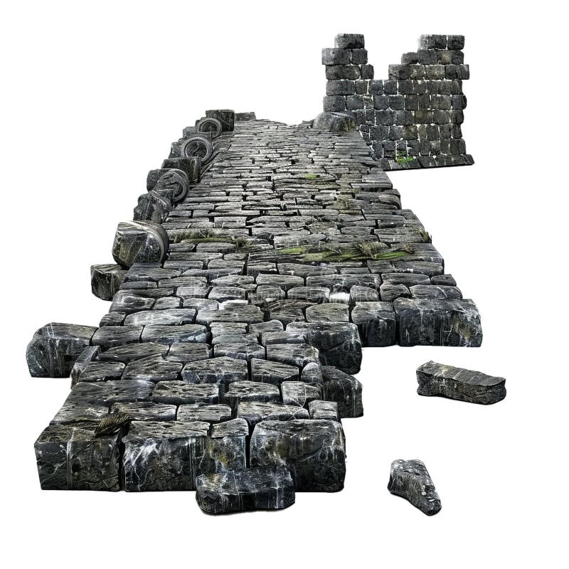 Ancient Cobblestone Road with Transparent Background Stock Photo ...