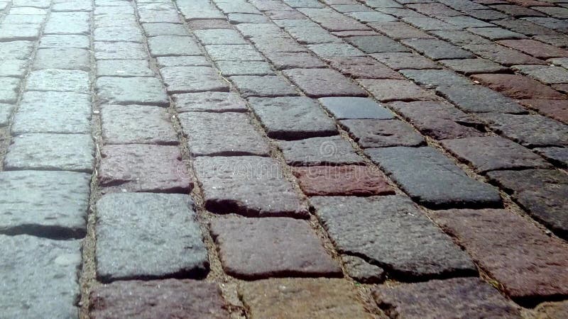 Ancient Cobblestone Street, Close-up of Rectangular Various Colors of ...