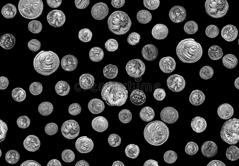Ancient Coins Pattern on Black Background Ready for Textile Print ...