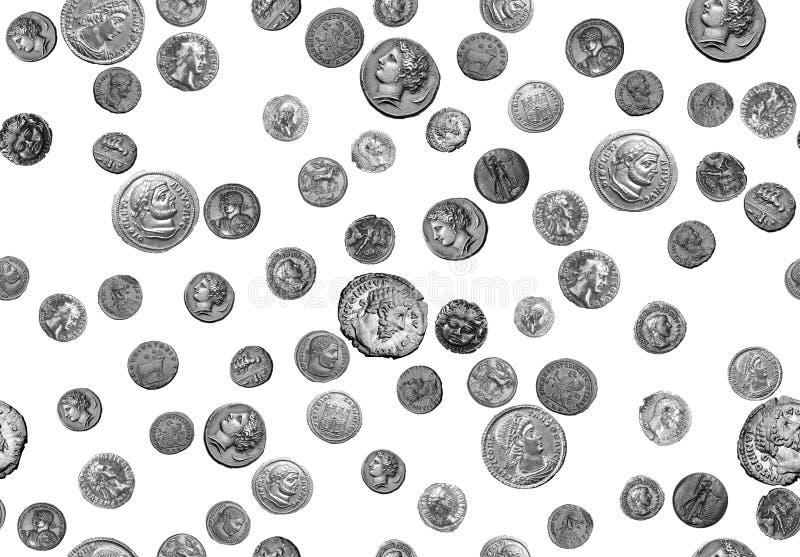 Ancient Coins Pattern on White Background Ready for Textile Print ...