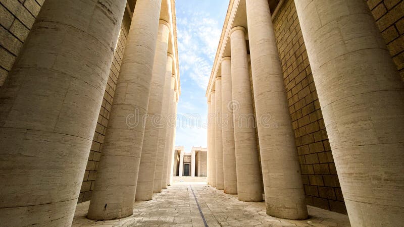 Ancient Colonnade Perspective Stock Photo - Image of columns, woman ...