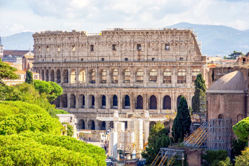 Ancient Colosseum (Coliseum) Building in Rome, Italy Stock Image ...