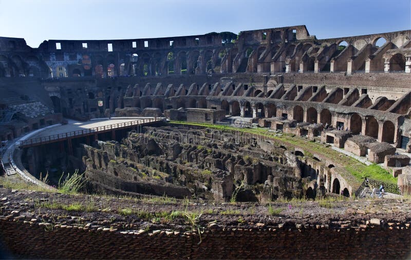 Ancient Colosseum Inside Wall Arches Rome Italy Stock Photo - Image of ...