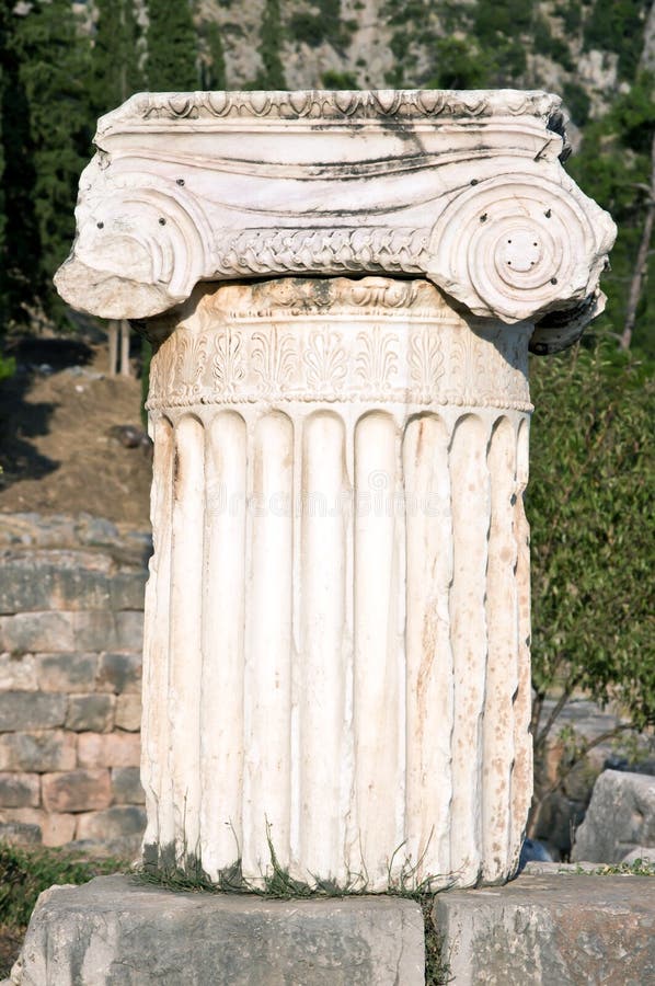 Ancient Column. Archaeological Site of Delphi Stock Image - Image of ...